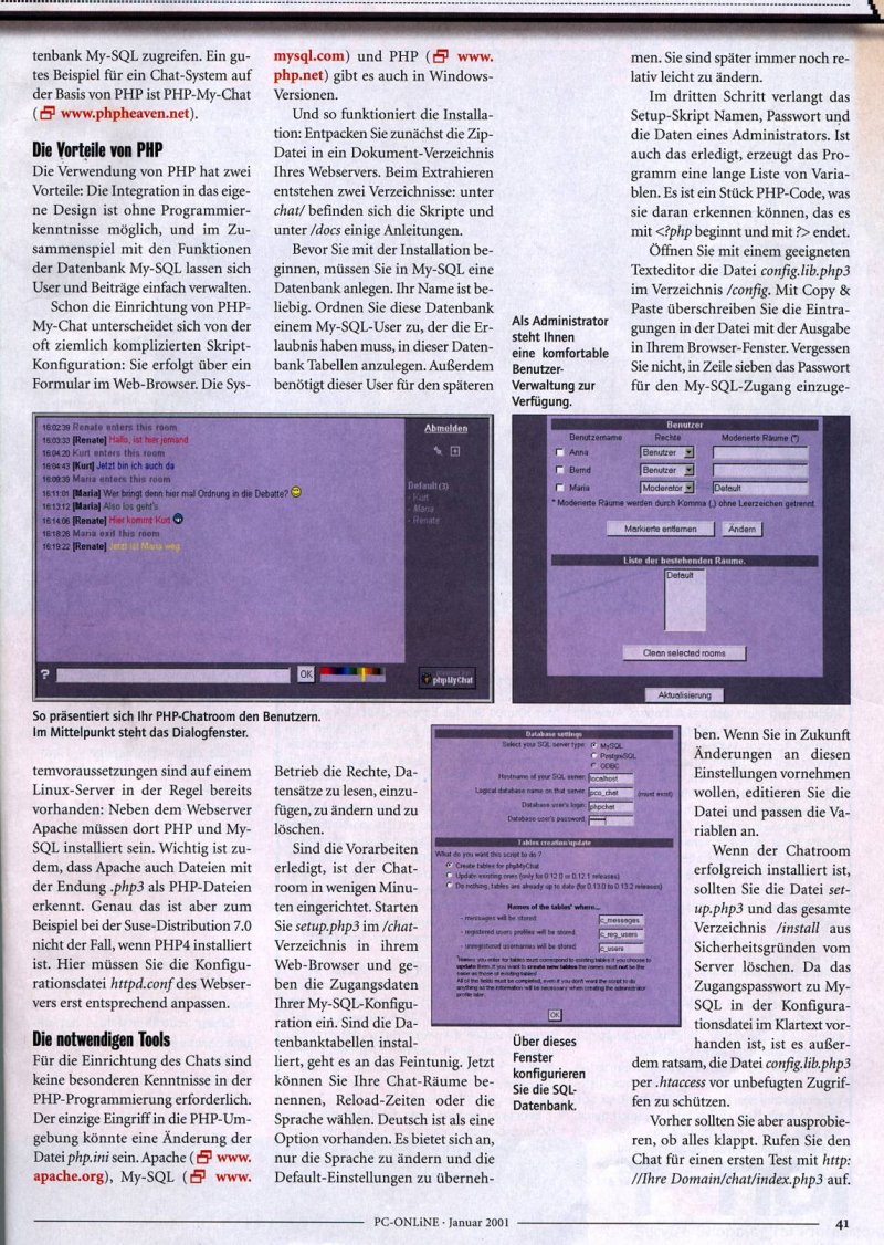 phpMyChat copieusement cité en exemple dans le magazine allemand PC ...