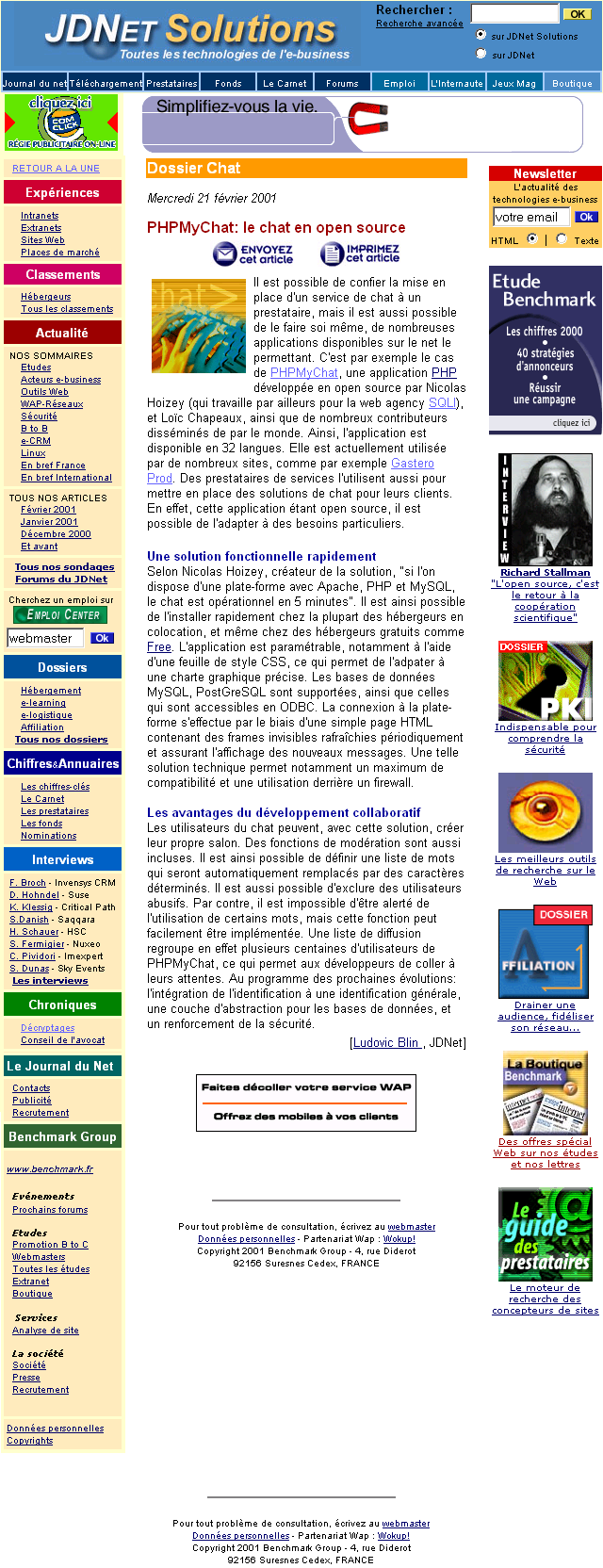 Le Journal du Net présente phpMyChat ! - Nicolas Hoizey